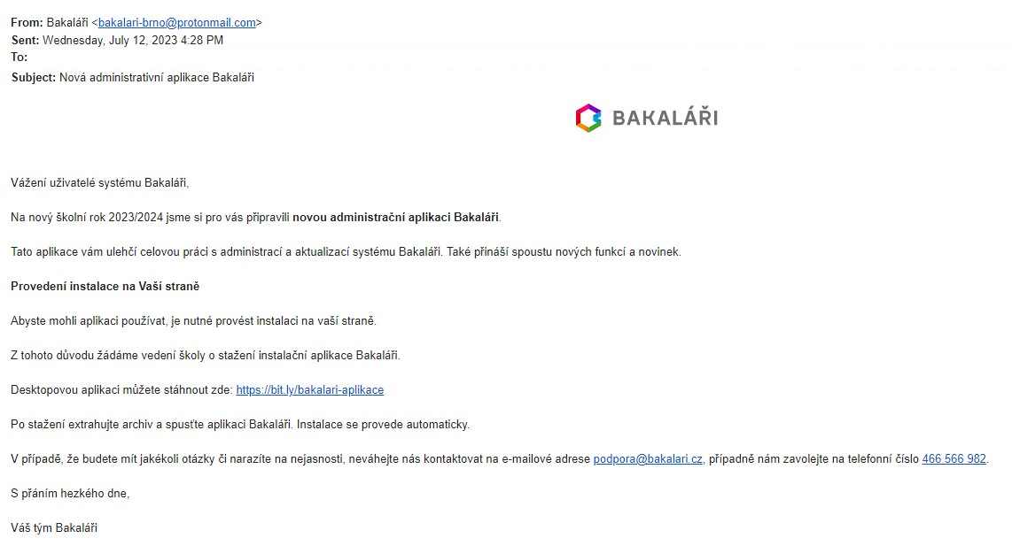 UPOZORNĚNÍ NA PODVODNÝ E-MAIL